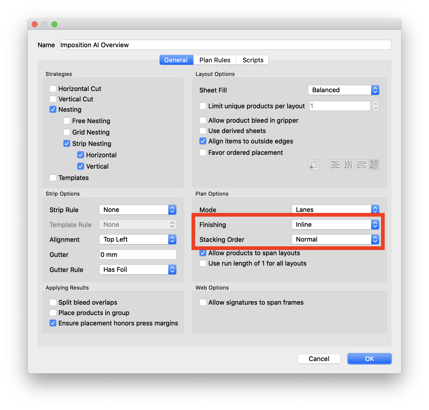 What is Stacking Order and Finishing in Imposition AI?
